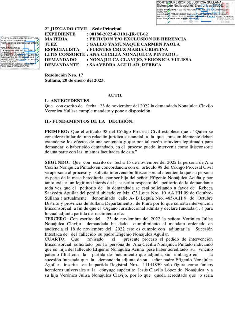 Exp. 00186-2022-0-3101-JR-CI-02 - Resolución - 03073-2023 | PDF ...