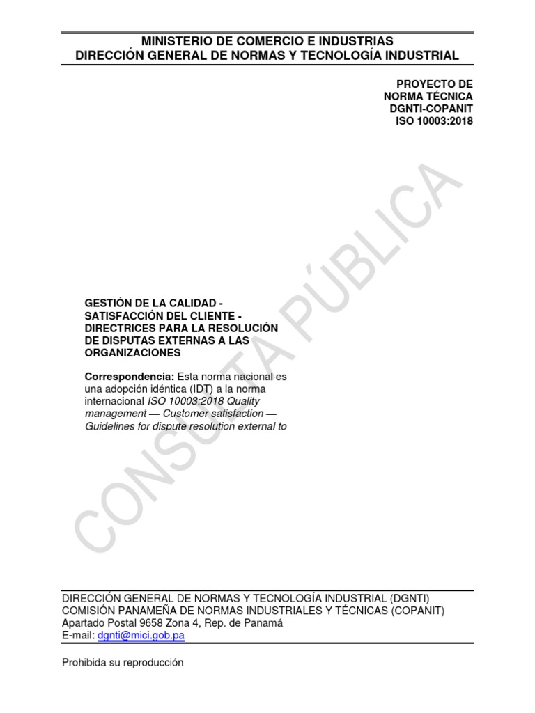 Dgnti Copanit Iso 10003 2018 | PDF | Organización internacional para la ...