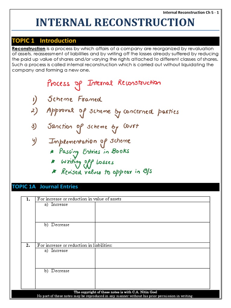 5 Internal Reconstruction | PDF | Equity (Finance) | Balance Sheet