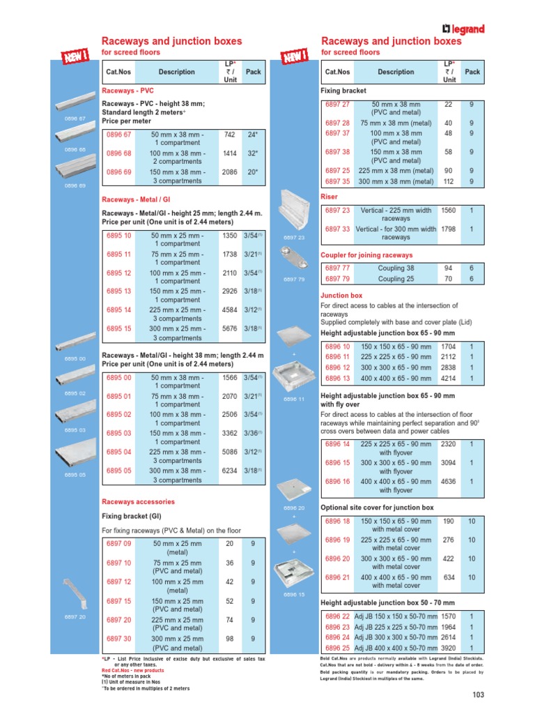 Legrand Raceway, JN Box & Floor Box | PDF | Equipment | Components