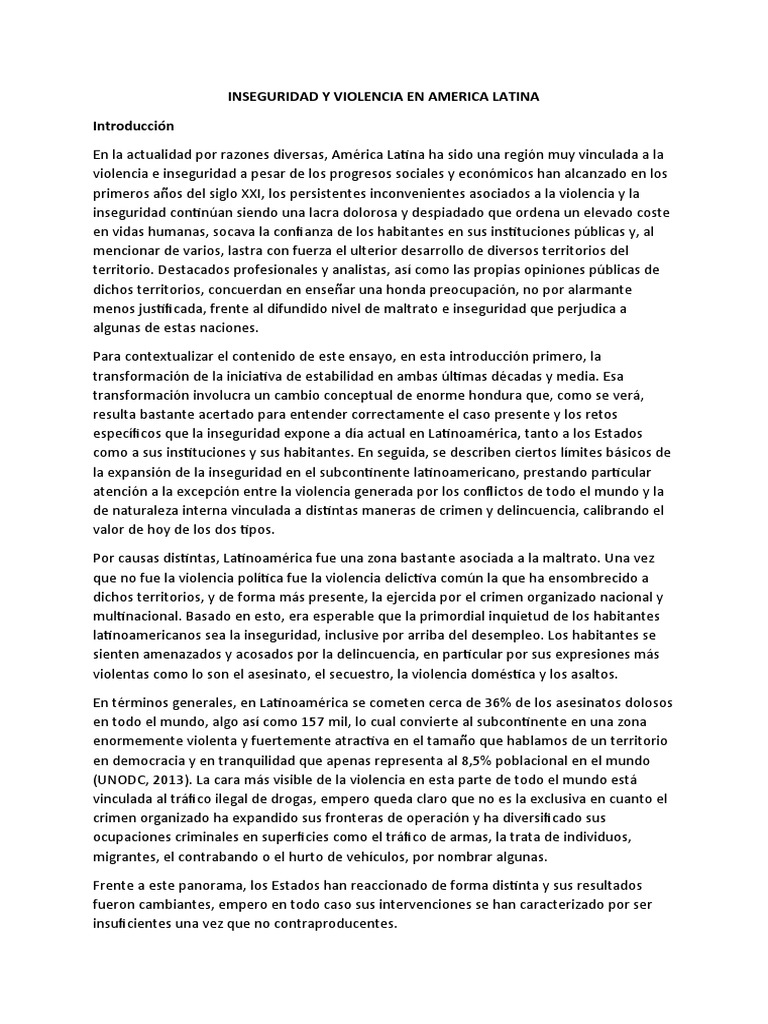 Ensayo 1 | PDF | America latina | Violencia