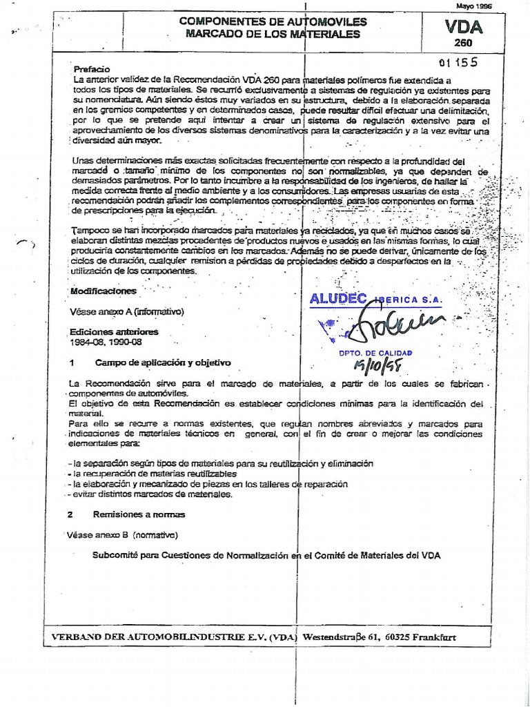 Vda 260 05-96 | PDF