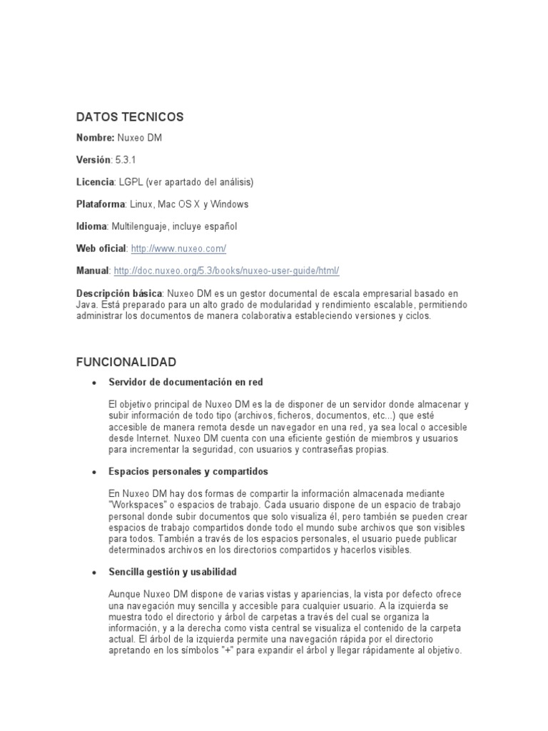 Datos Tecnicos Nuxeo Informacion | PDF | Archivo de computadora | Java ... Datos Tecnicos Nuxeo Informacion | PDF | Archivo de computadora | Java ...