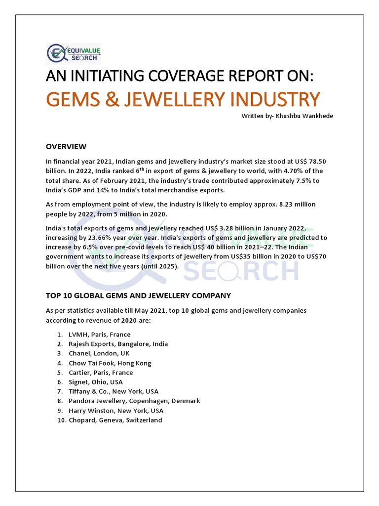 A Report On Gems & Jewellery Sector | PDF | Abrasive | Inflation