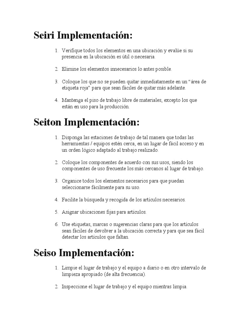 Implementación DE 5 S | PDF