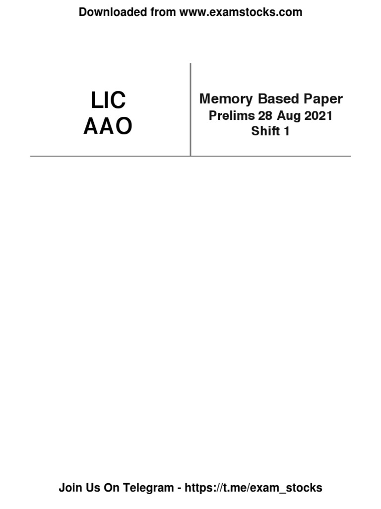 LIC AAO Prelims 2021 Memory Paper | PDF | Moon | First French Empire