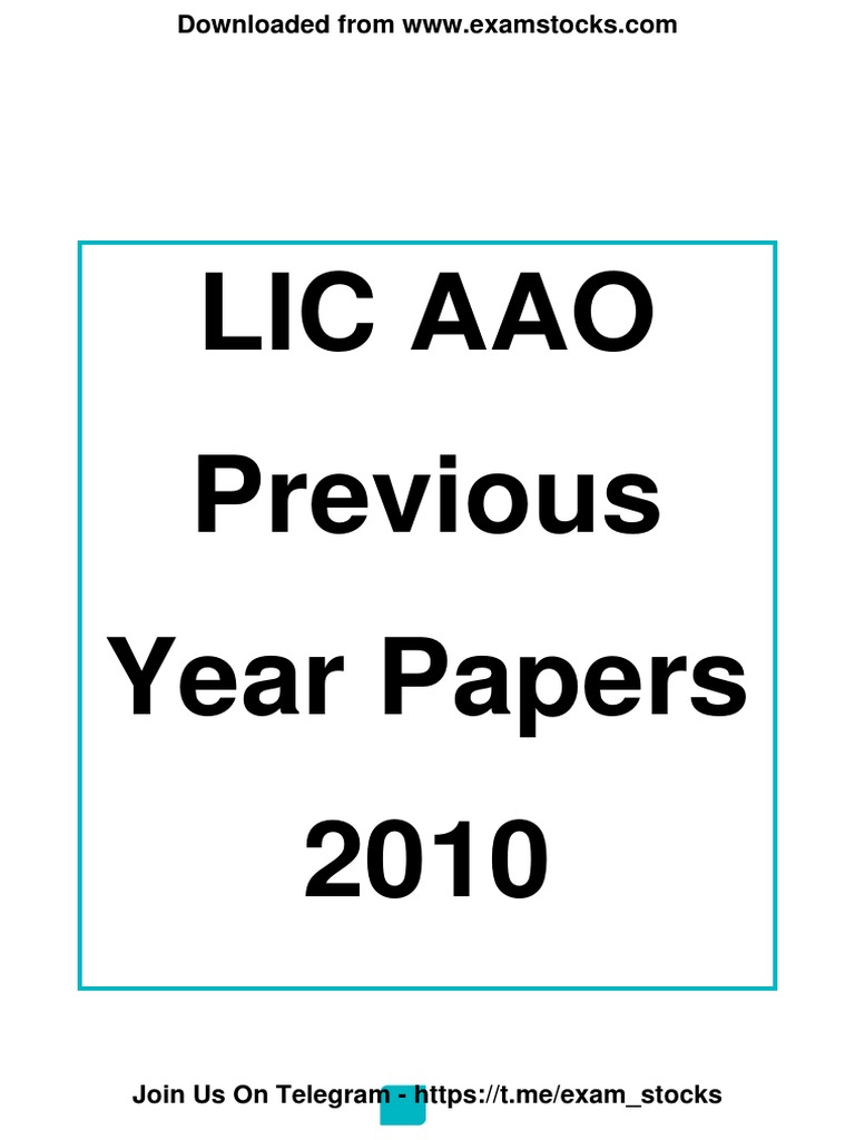 LIC AAO Question Paper 2010 PDF @exam - Stocks | PDF | Marketing | Sales