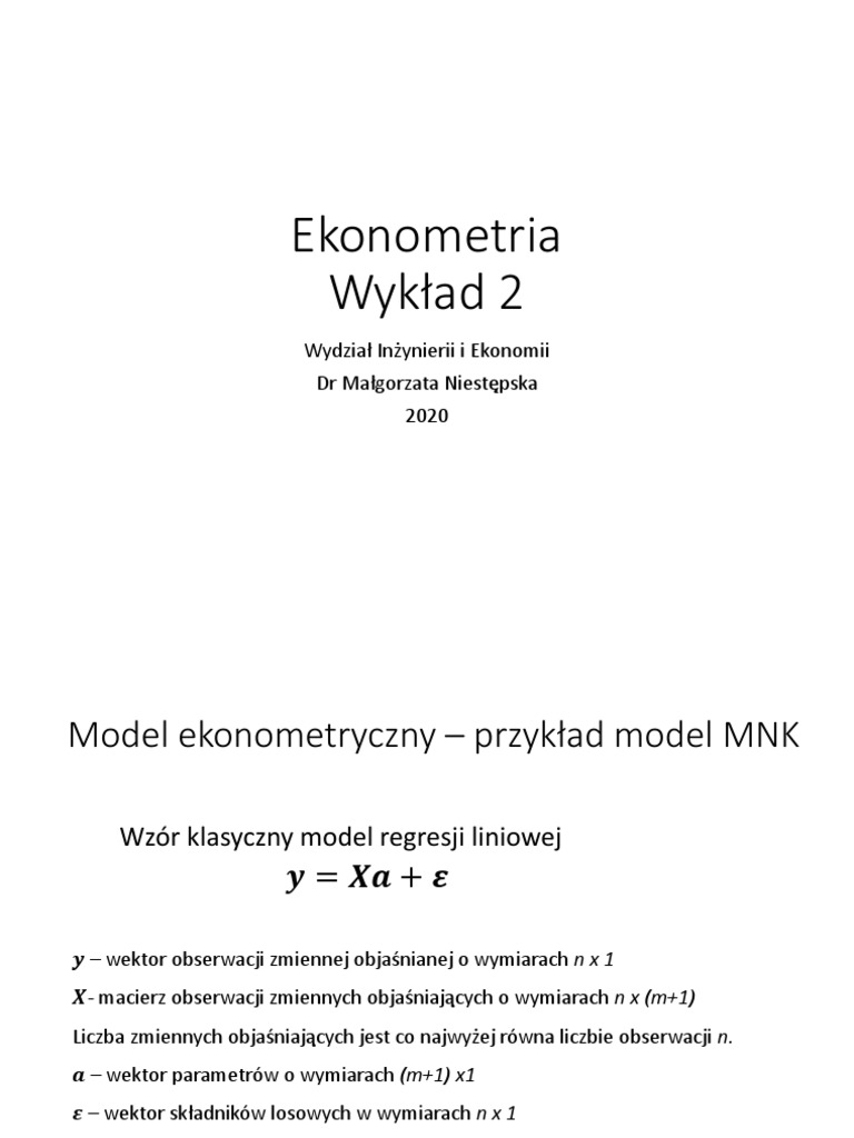 Ekonometria - Wyklad - 2 - 2020 | PDF