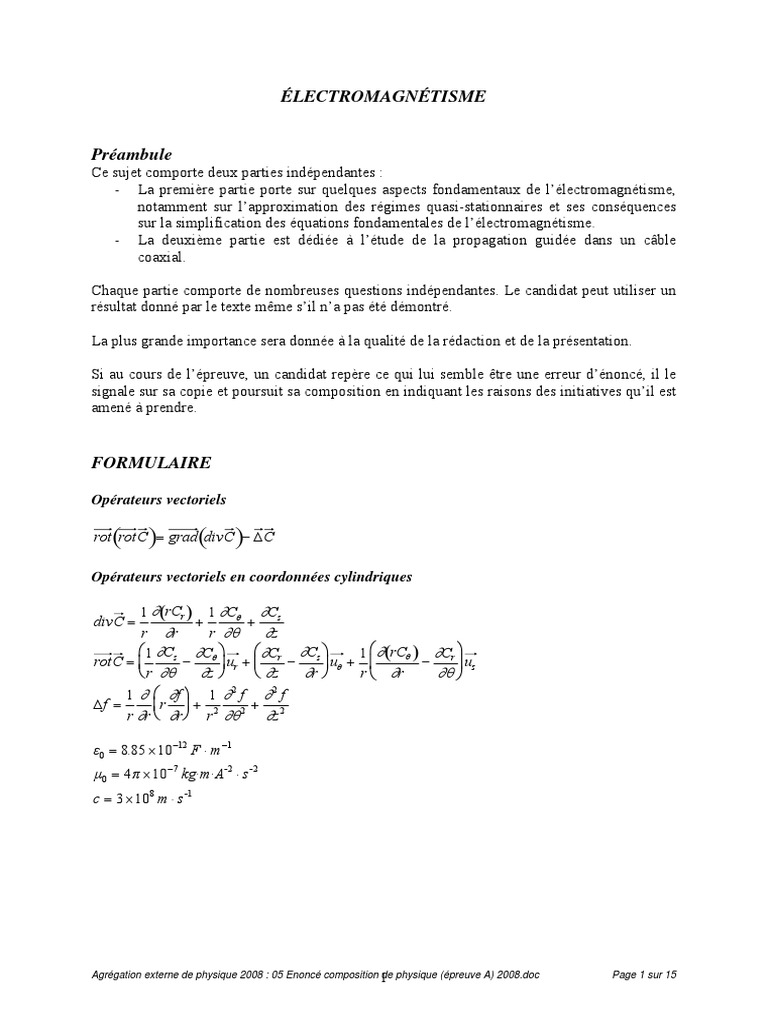 Formulaire Électromagnétisme | PDF | Équations de Maxwell ...