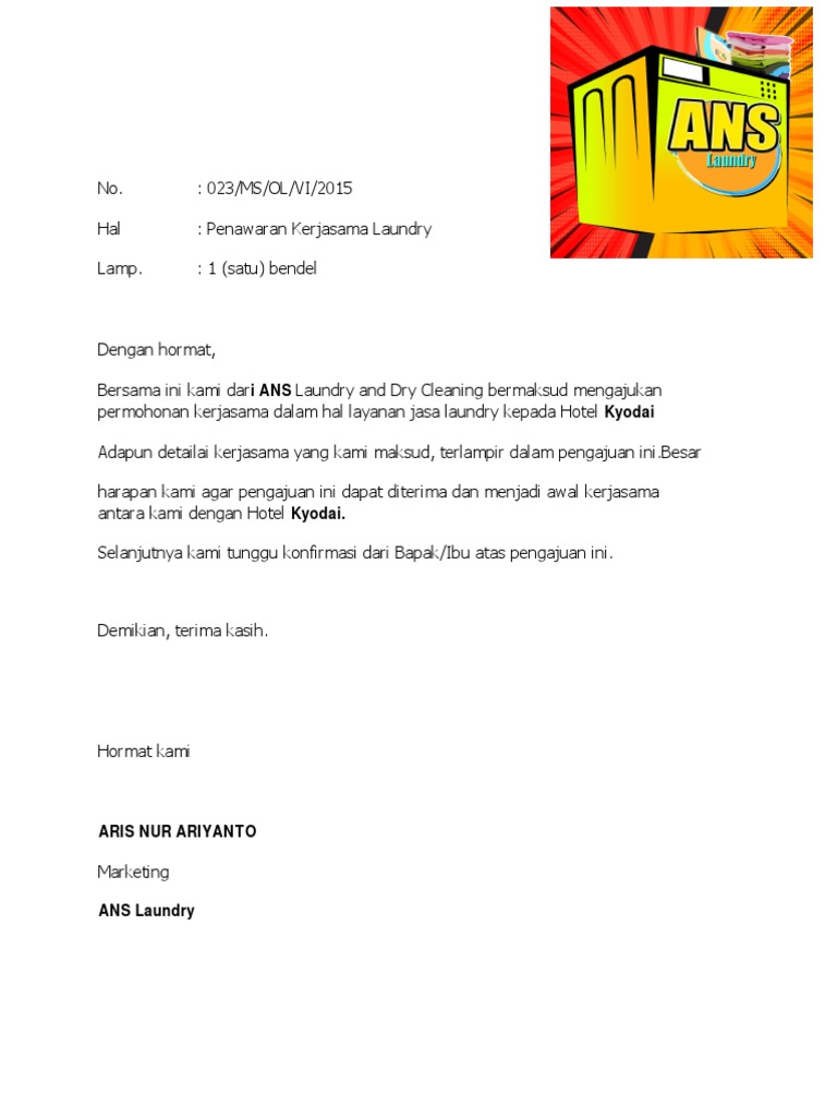 Contoh Proposal Laundry Hotel Aloha 1 | PDF