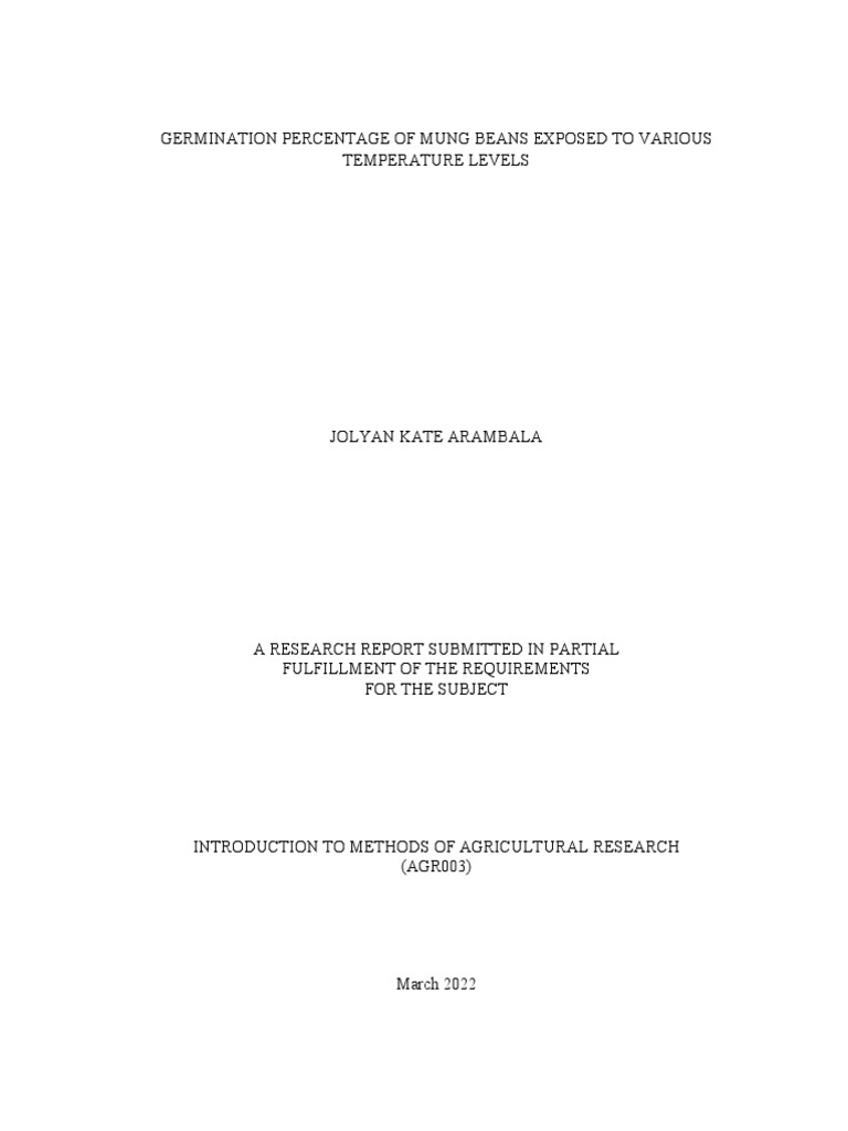 Mung Bean Germination and Temperature Effects | PDF | Germination | Plants