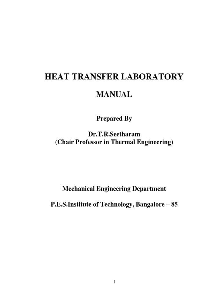Heat Transfer Lab Manual | PDF | Thermal Conduction | Heat Transfer