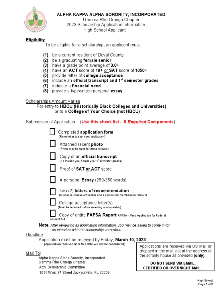 2023 GRO Scholarship Application | PDF | Fraternities And Sororities | Sat