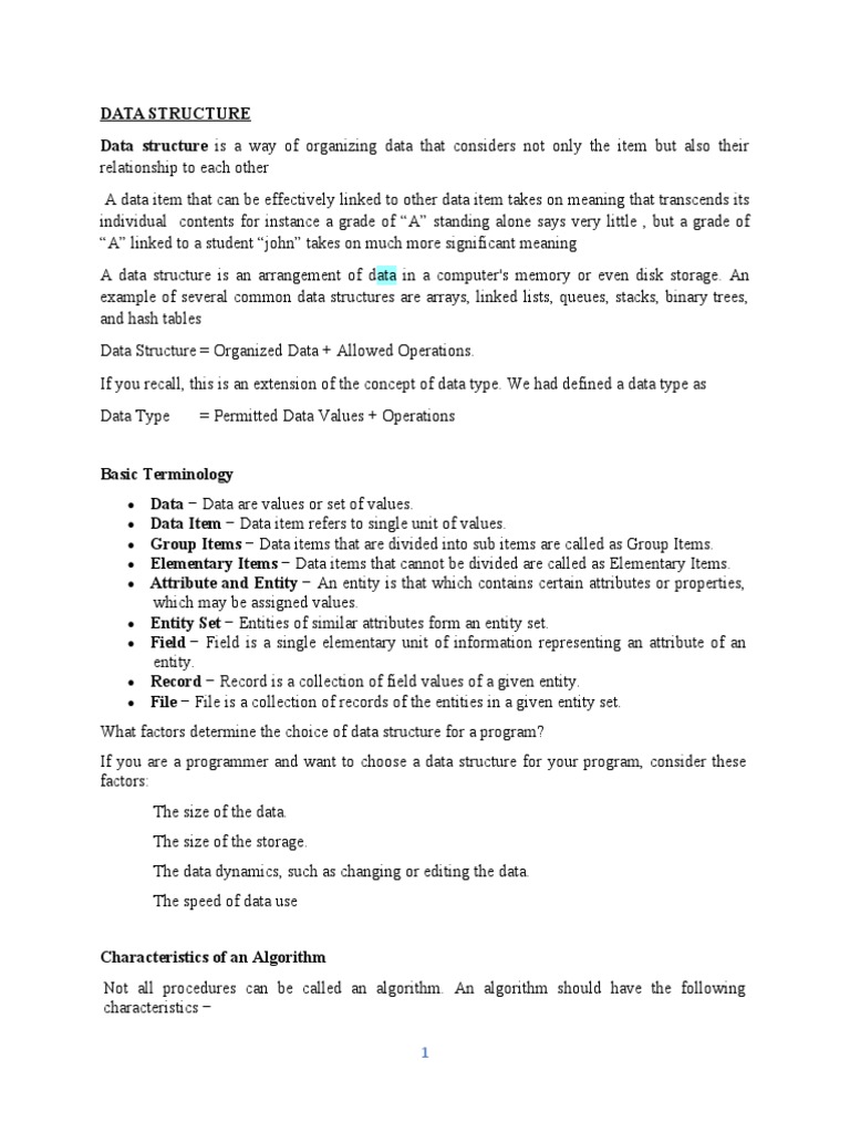 Lecture 1 Introduction Pdf Data Type Array Data Structure