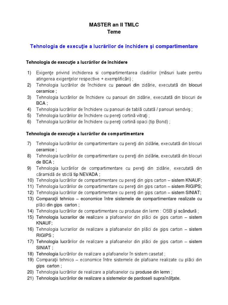 Tehnologia de Executie A Lucrarilor de Compartimentare Si Inchidere - Encrypted | PDF