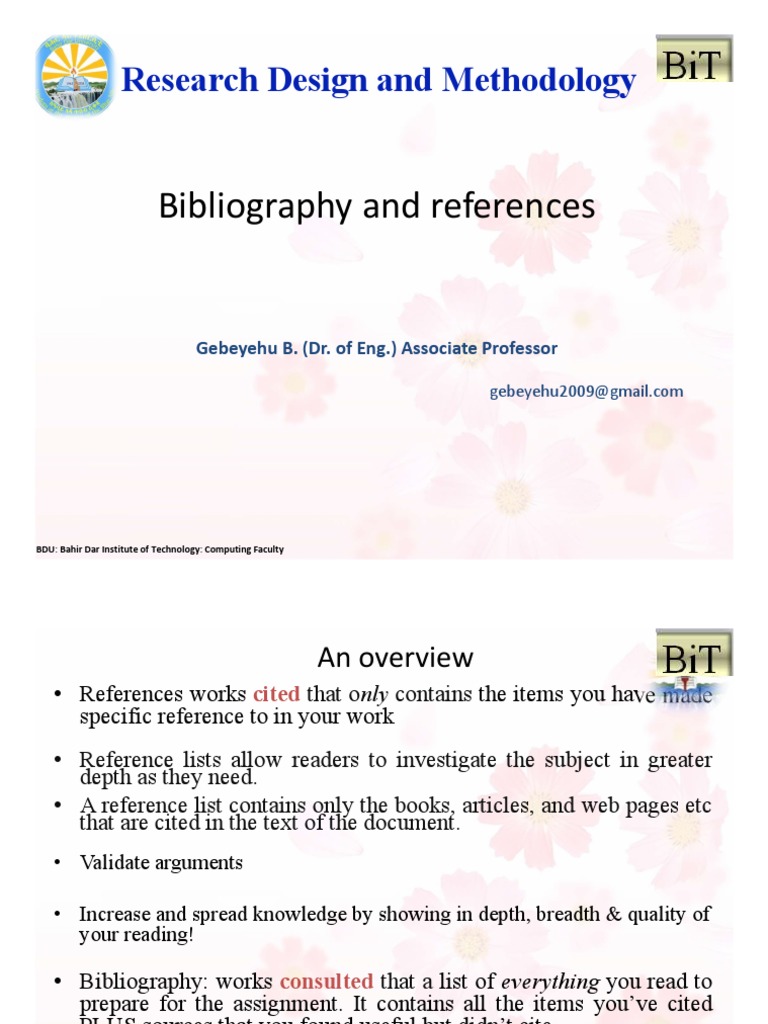 Bibliography vs. References Guide | PDF | Citation | Writing