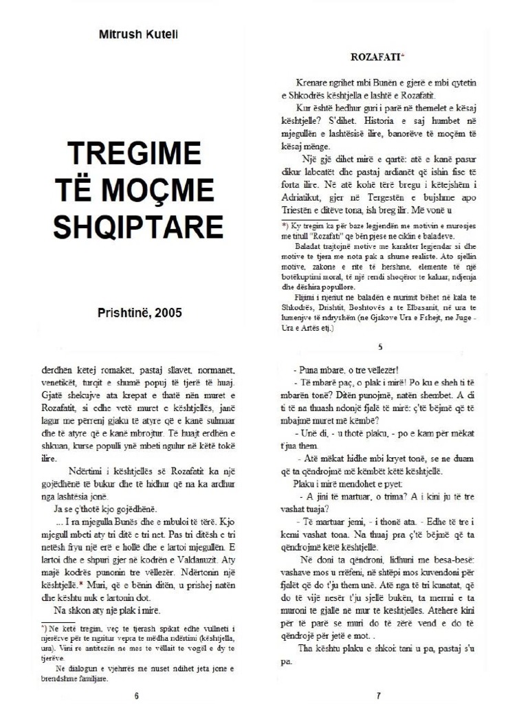 Mitrush Kuteli Tregime Tc3ab Moc3a7me Shqiptare | PDF