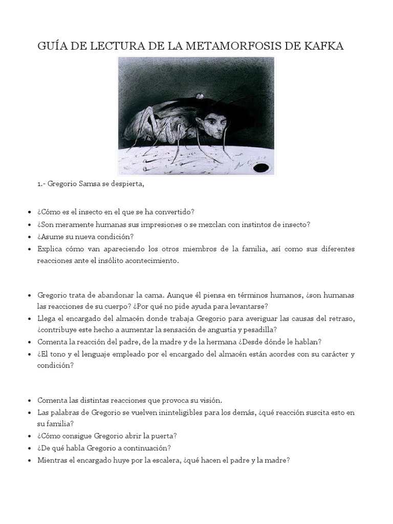 Guia Lectura Metamorfosis | PDF | La metamorfosis | Franz Kafka