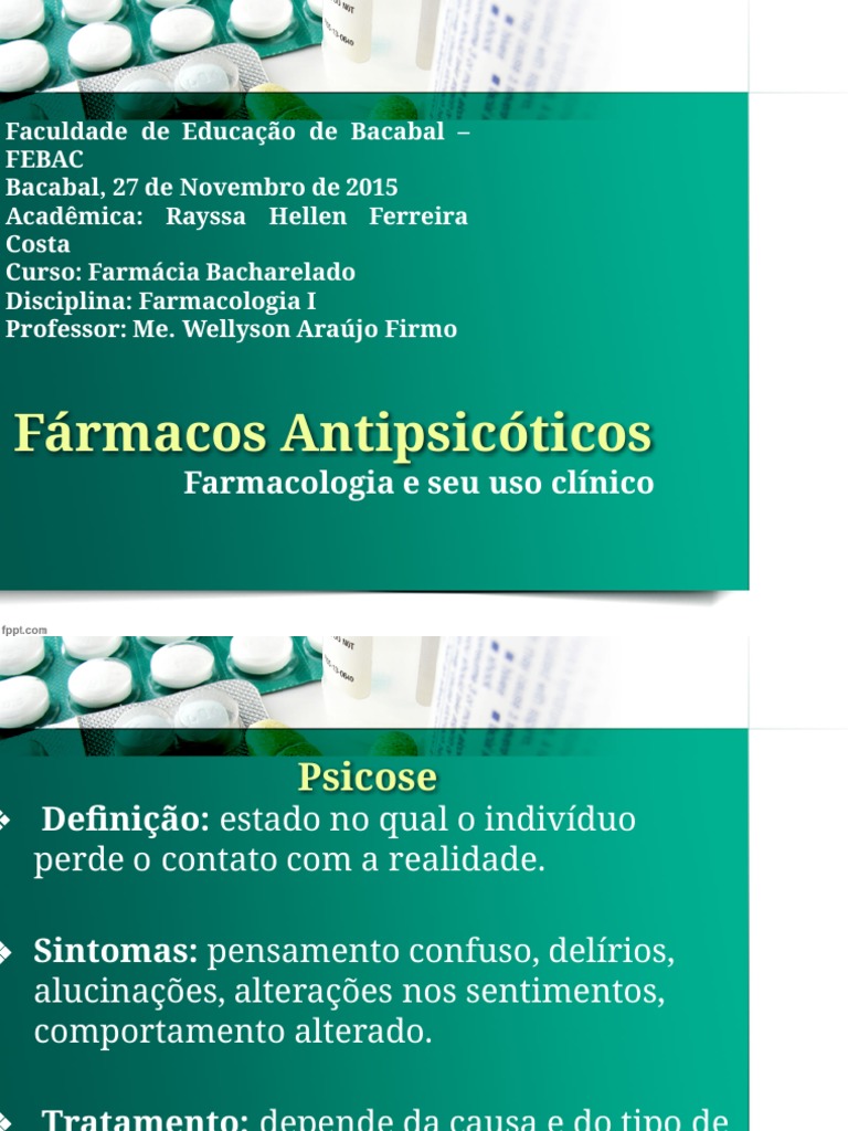 Farmácos Antipsicóticos | PDF | Antipsicótico | Drogas que agem no ...