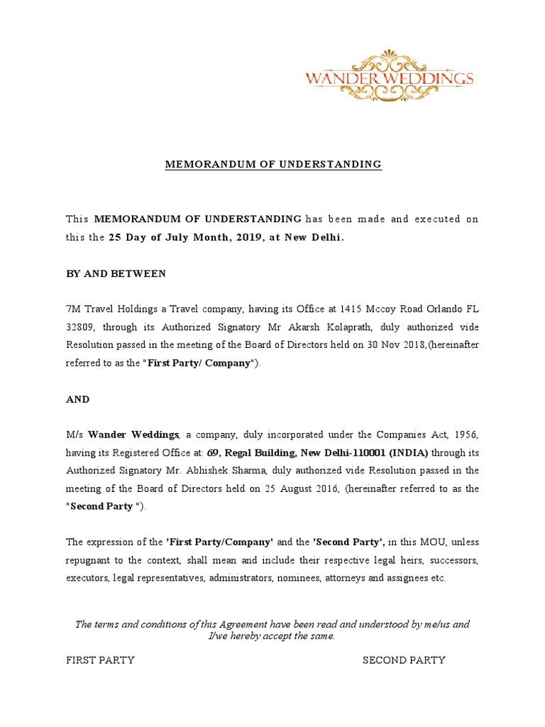 MOU Template For Event Management | PDF | Indemnity | Confidentiality