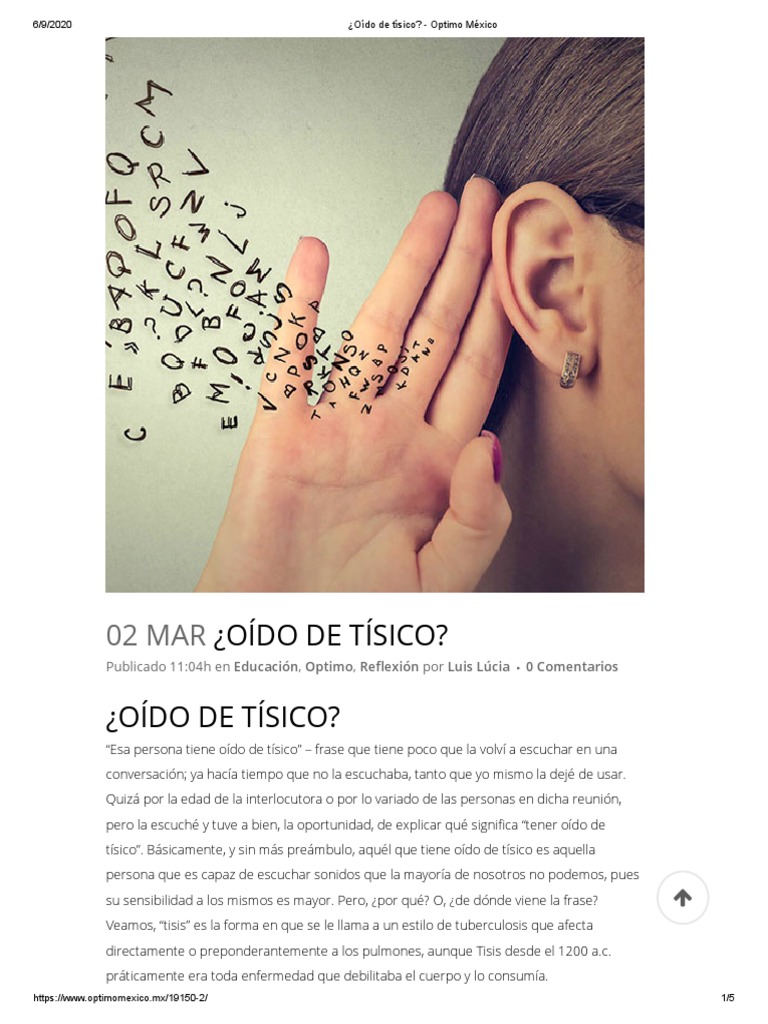 Significado de "Oído de Tísico" | PDF | Tuberculosis | Oído