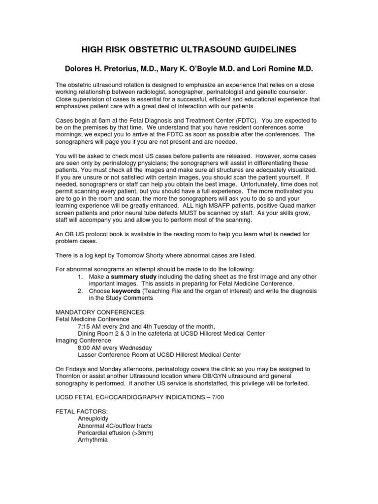 2008 High Risk Ob Us Guidelines | Download Free PDF | Congenital ...