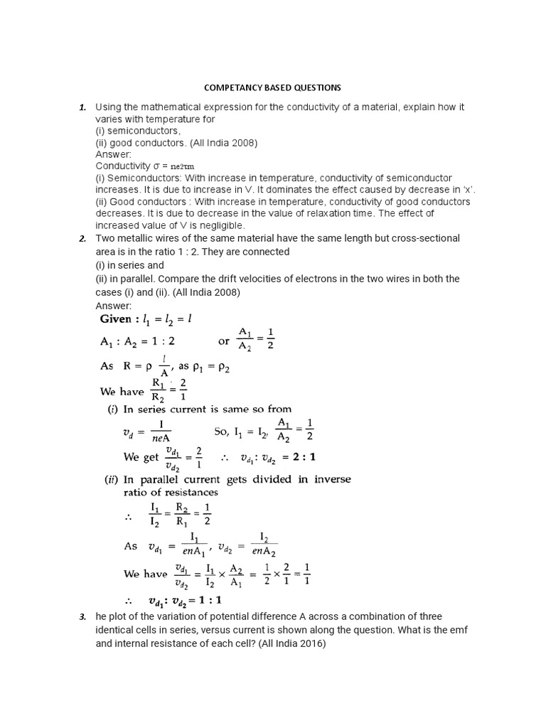 Class 12 Physics Competency Based Questions | PDF | Capacitor | Capacitance
