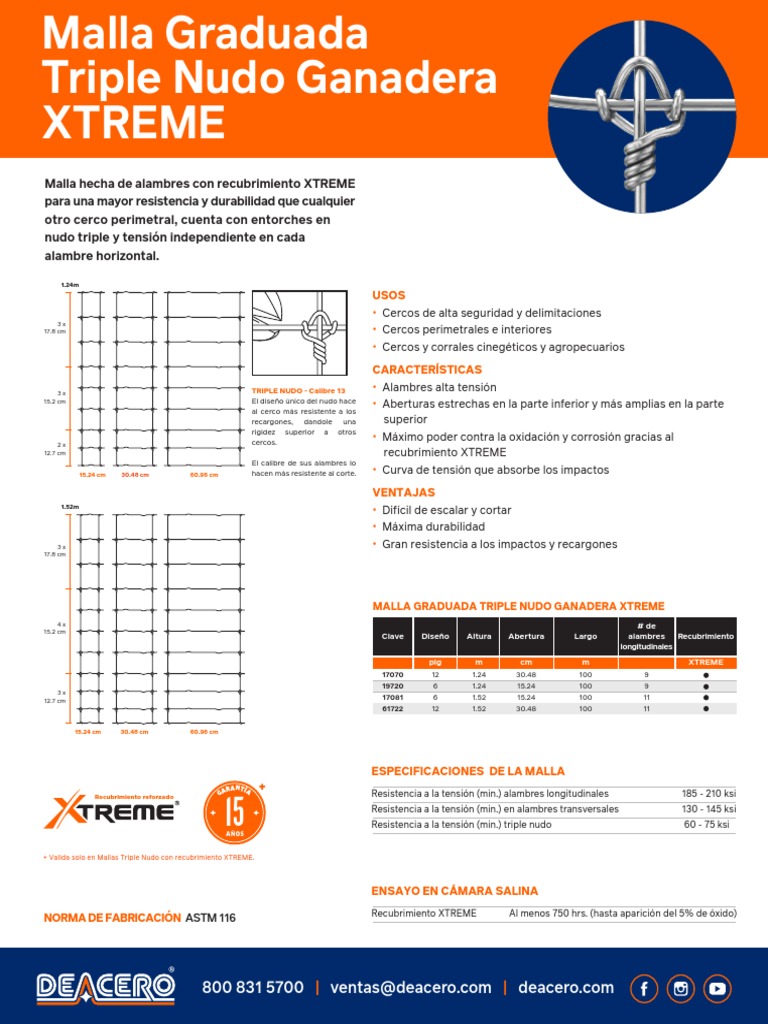Malla Triple Nudo Ganadera XTREME | PDF | Materiales