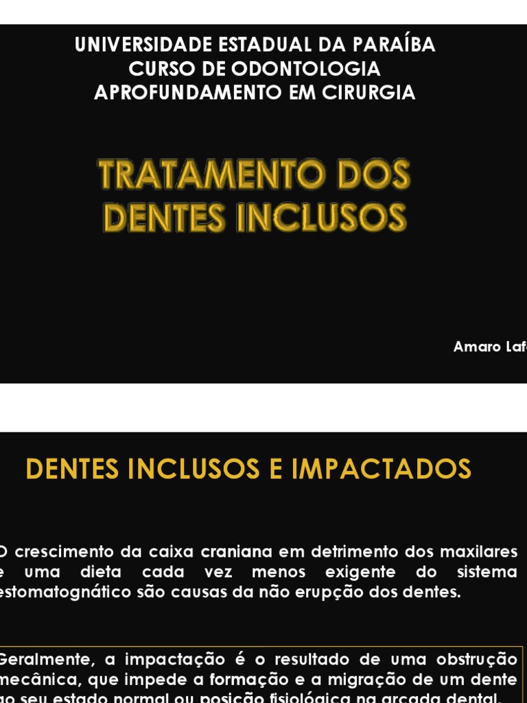 Dentes Inclusos e Impactados: Classificações e Tratamentos | PDF ...