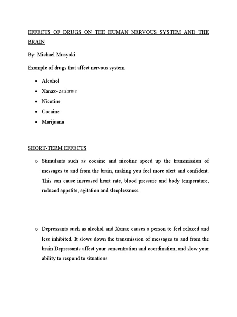 Effects of Drug Abuse on the Nervous System | PDF | Psychoactive Drugs ...