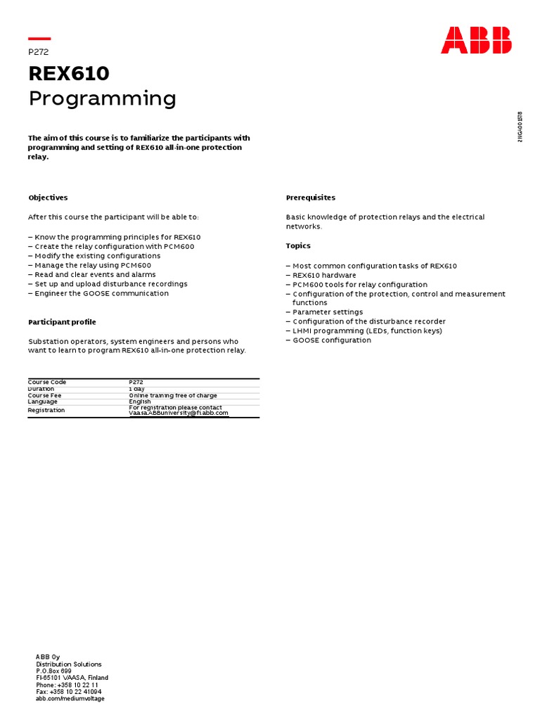 REX610 Relay Programming Course | PDF | Computers