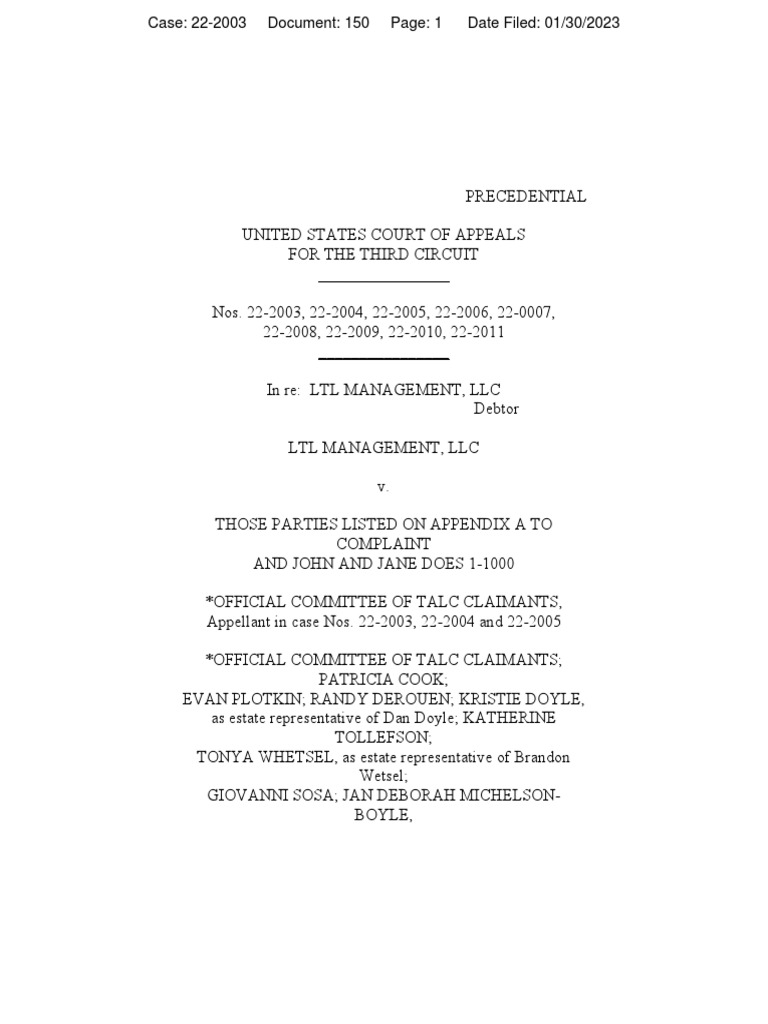 In Re. LTL Management | PDF | Chapter 11 | Johnson & Johnson