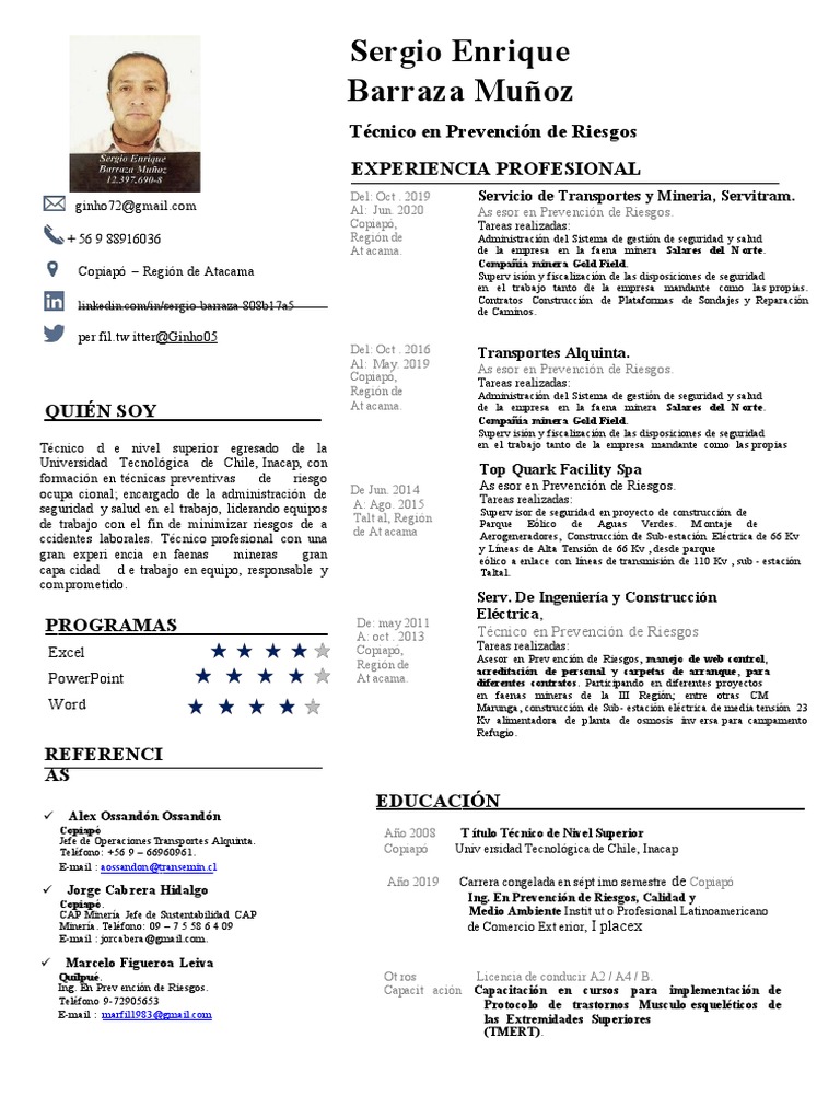 C V - Sergio-Barraza | PDF | Ingenieria Eléctrica | Economias
