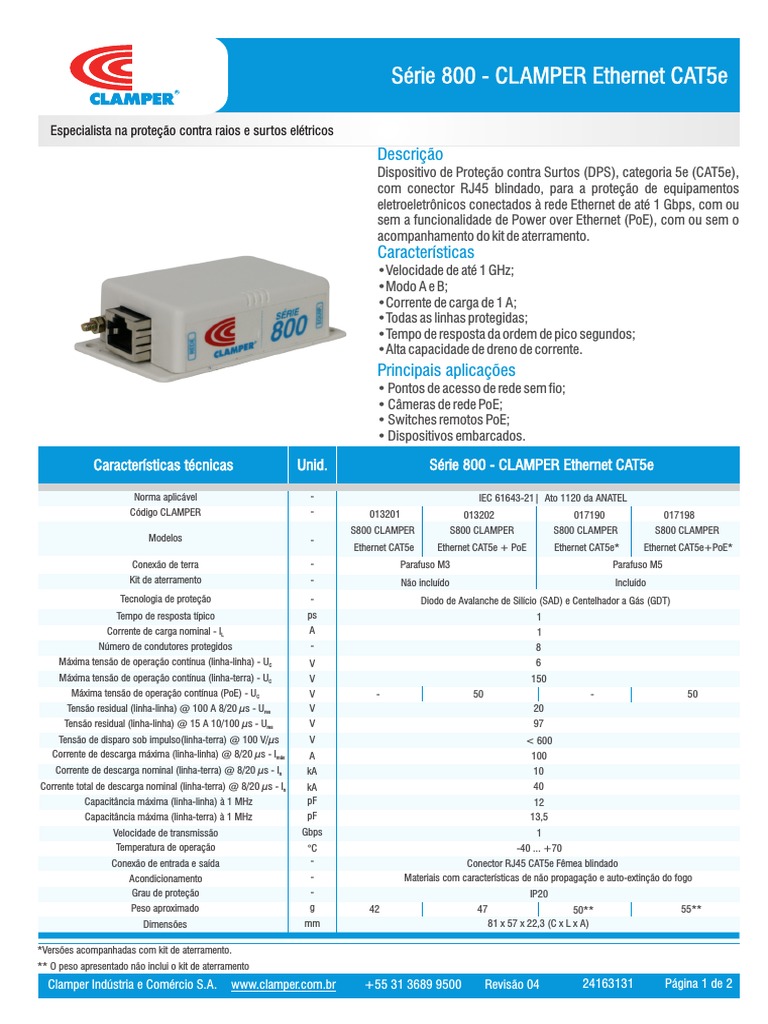 Fil - 0101-FT - S800 - CLAMPER Ethernet CAT5e - 04 - Portugues ...