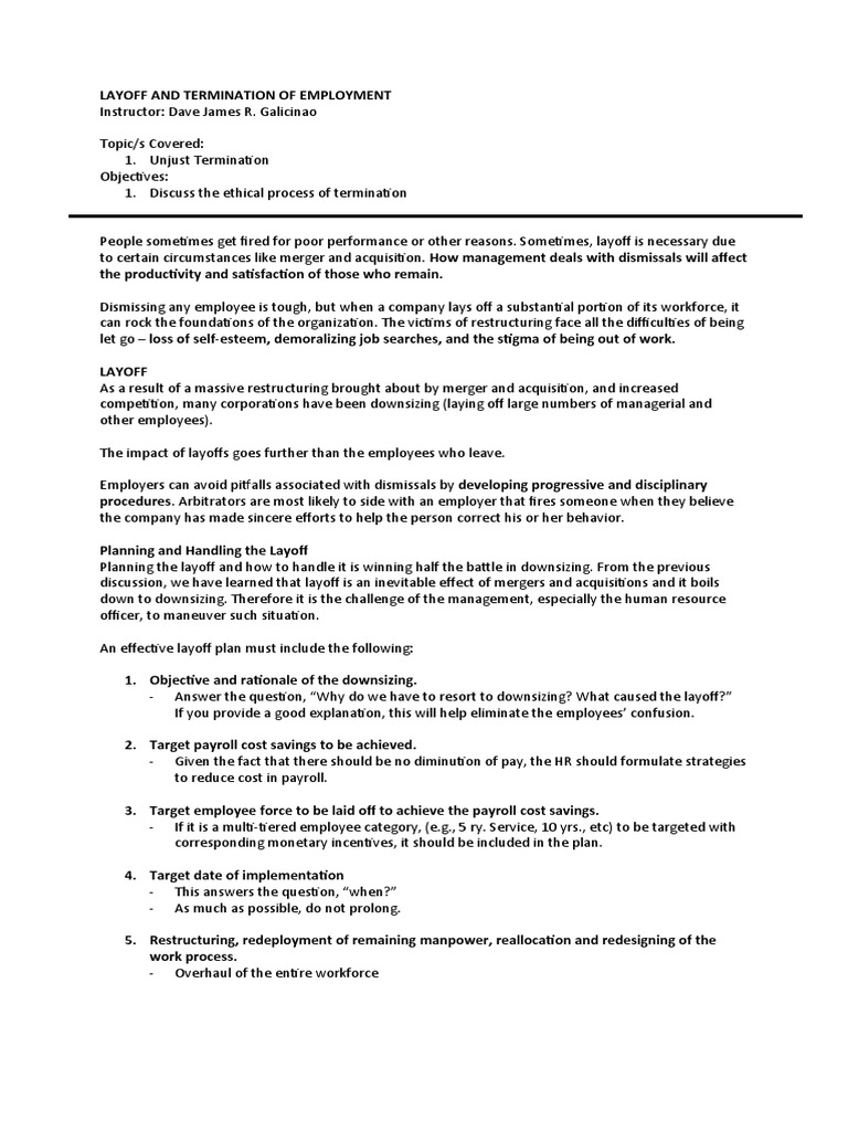 Layoff and Termination | PDF | Layoff | Employment