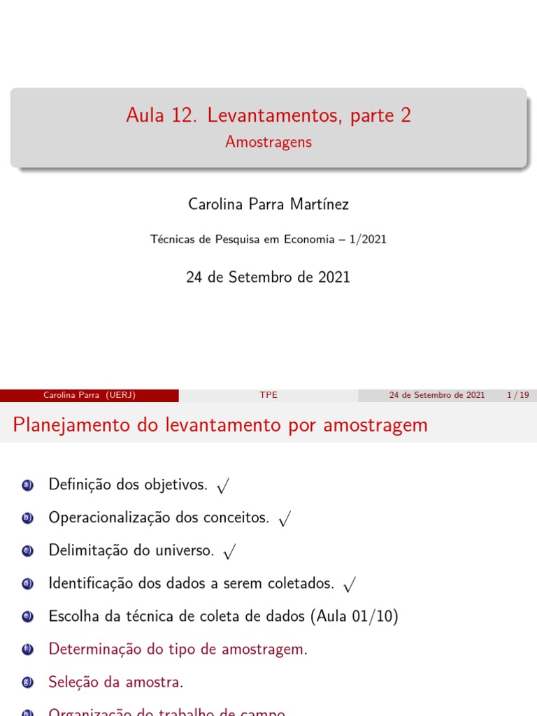 Aula 11b | PDF | Amostragem (Estatística) | Margem de erro
