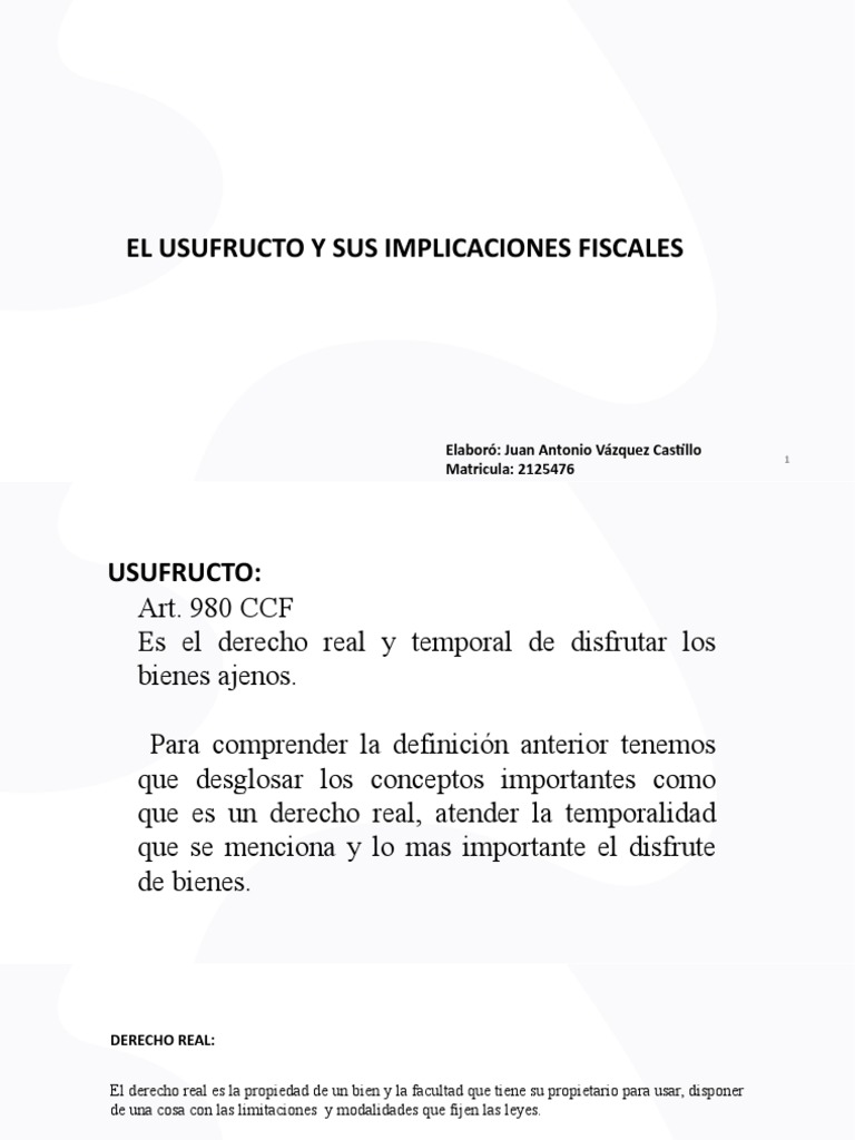El Usufructo | PDF | Propiedad | Compartir (Finanzas)