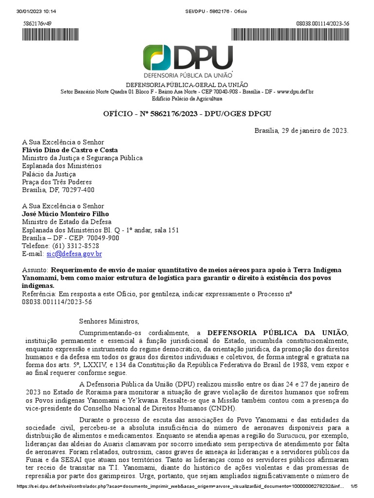 Sei - Dpu - 5862176 - Ofício | PDF | Brasil | Estado