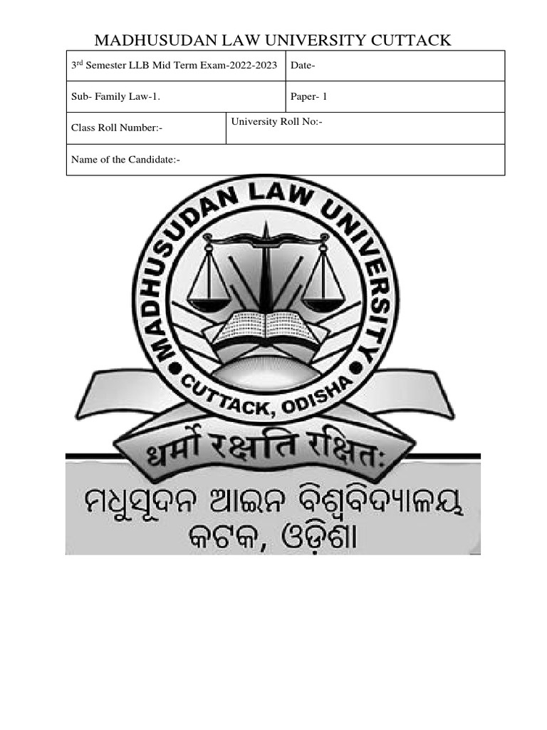 3rd Semester LLB Mid Term Exam | PDF