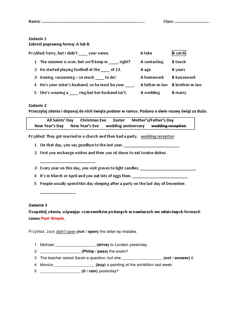 Angielski UNIT 3 TEST Klasa 7 | PDF | Language Arts & Discipline | Home ...