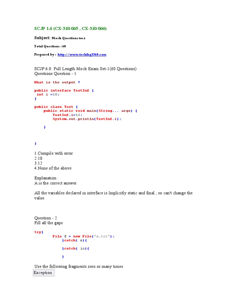 Ocjp 1 Notes Java Pdf