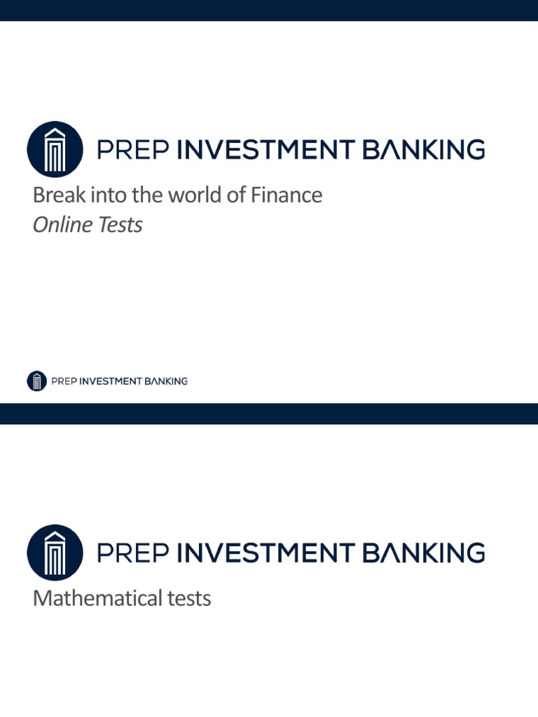 Prep Investment Banking - Online Tests Sample Questions | PDF | Mergers ...