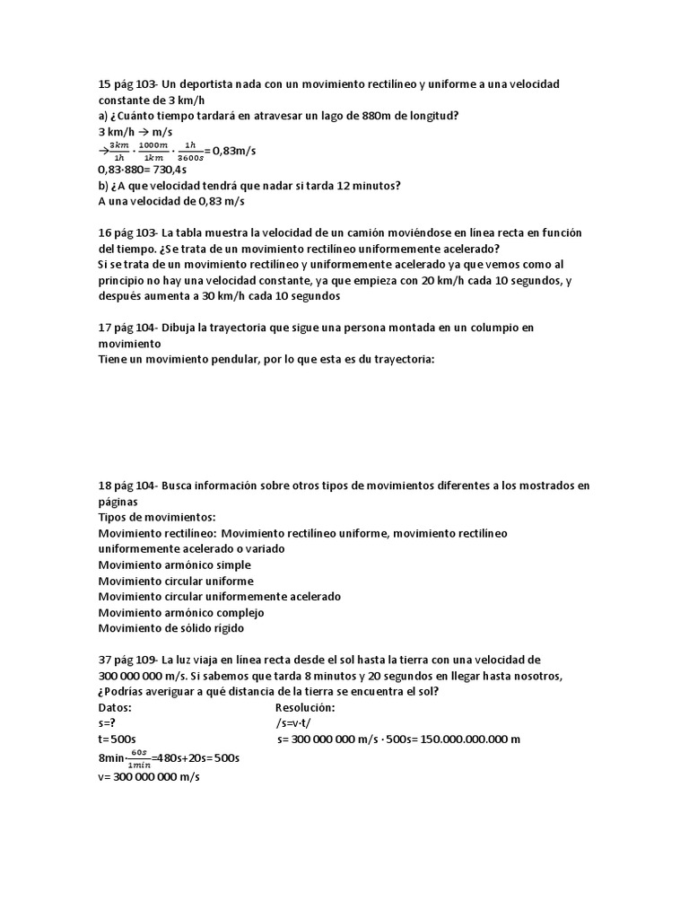 Ejercicios Fyq 2 | PDF | Velocidad | Aceleración