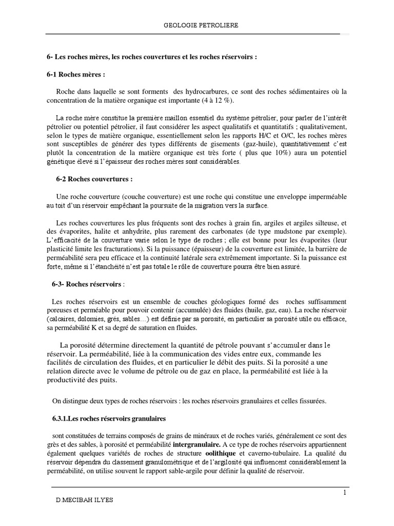 Types de roches en géologie pétrolière | PDF | Porosité | Grès