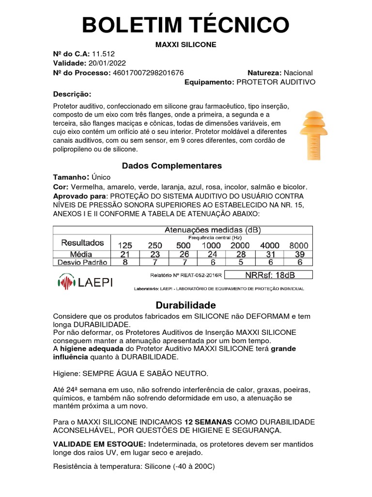 Boletim Técnico Maxxi Silicone C.A 11.512 | PDF