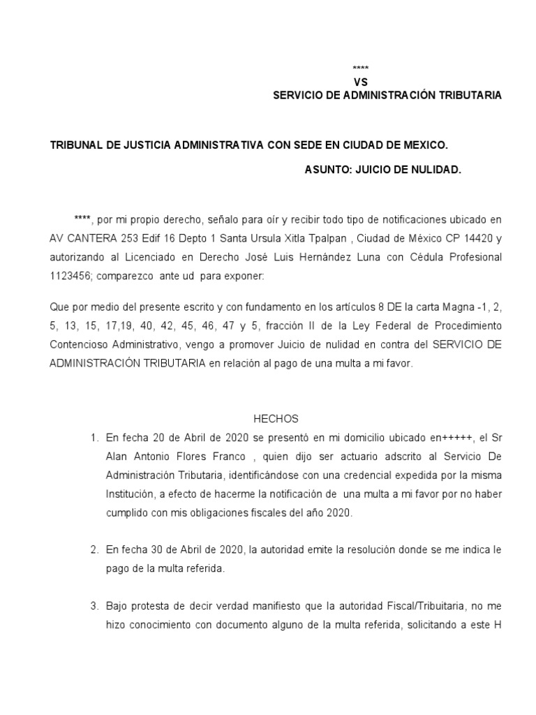 Demanda Fiscal Lucho | PDF | Demanda judicial | Ciudad de México