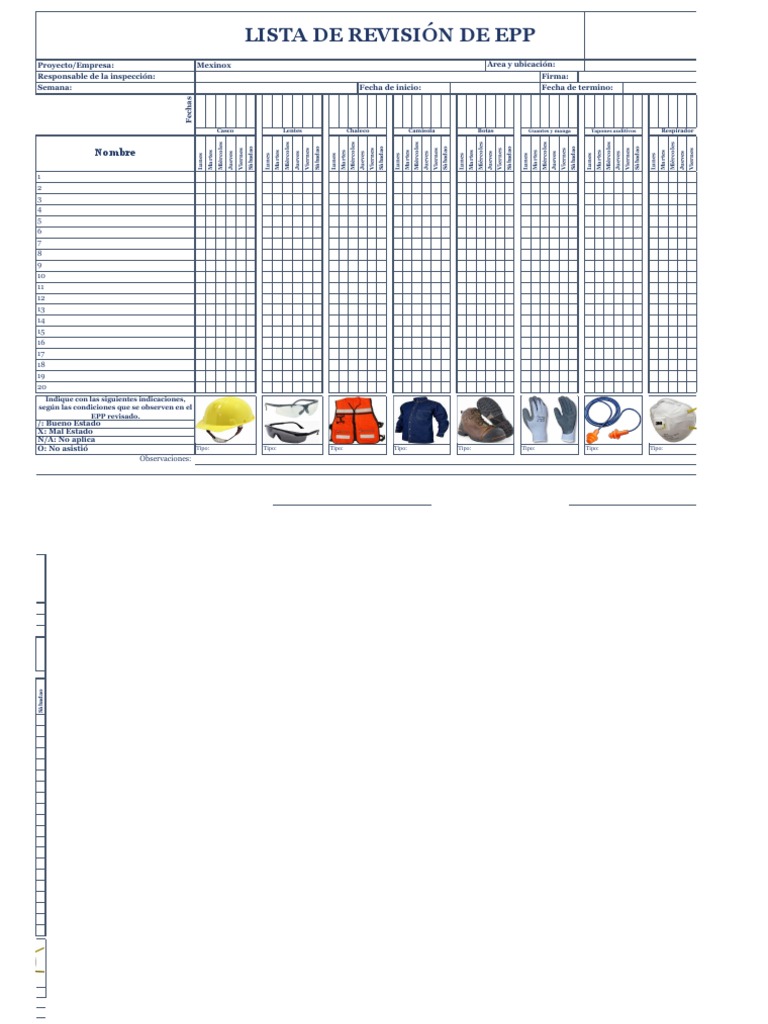 Lista de Revisión de Epp | PDF