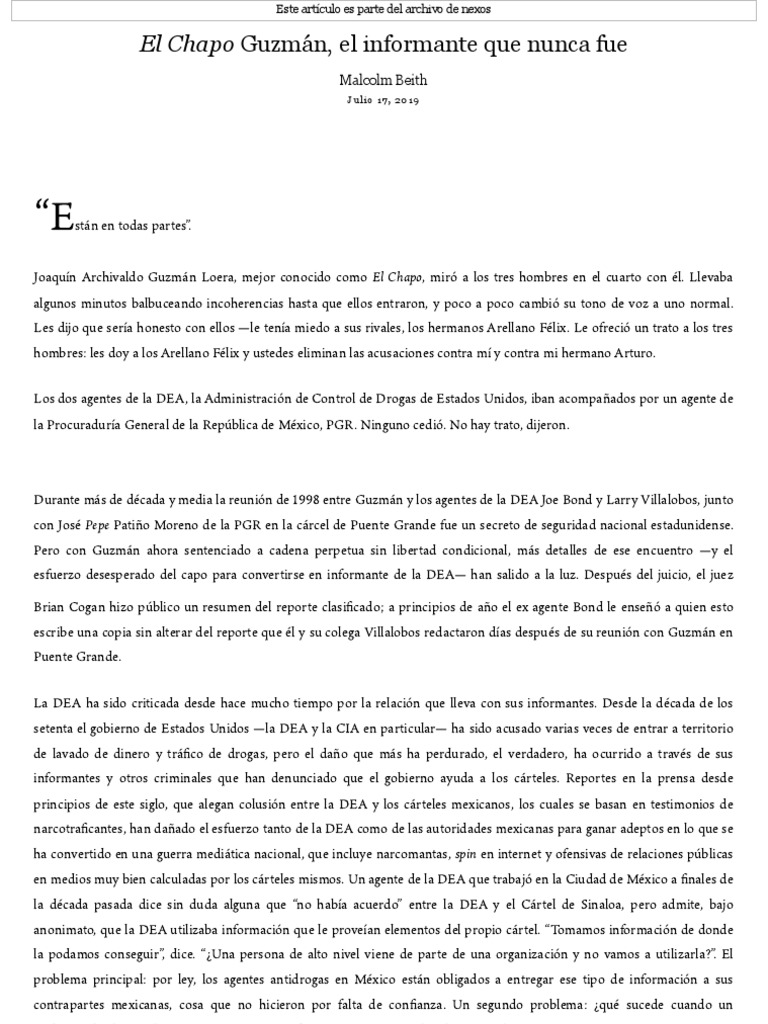 El Chapo Guzmán, El Informante Que Nunca Fue - Nexos | PDF ...