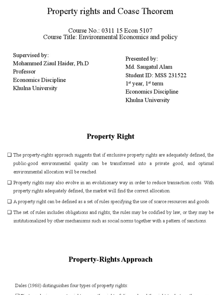 Property Rights and Coase Theorem Explained | PDF | Externality | Economies
