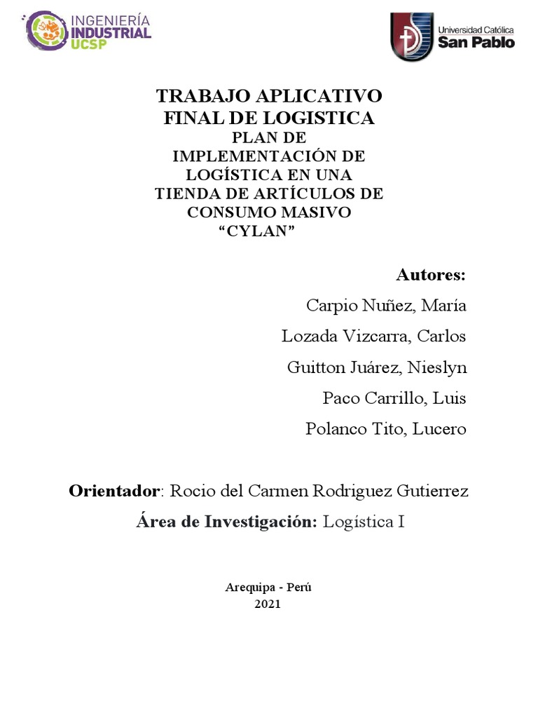 PLAN DE IMPLEMENTACIÓN DE LOGÍSTICA EN UNA TIENDA DE ARTÍCULOS DE ...